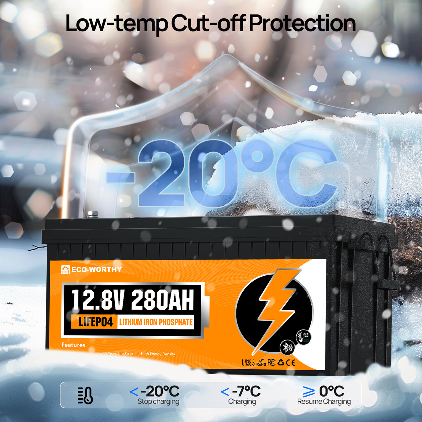 12V 280Ah LiFePO4 Lithium Battery with Bluetooth | ECO-WORTHY