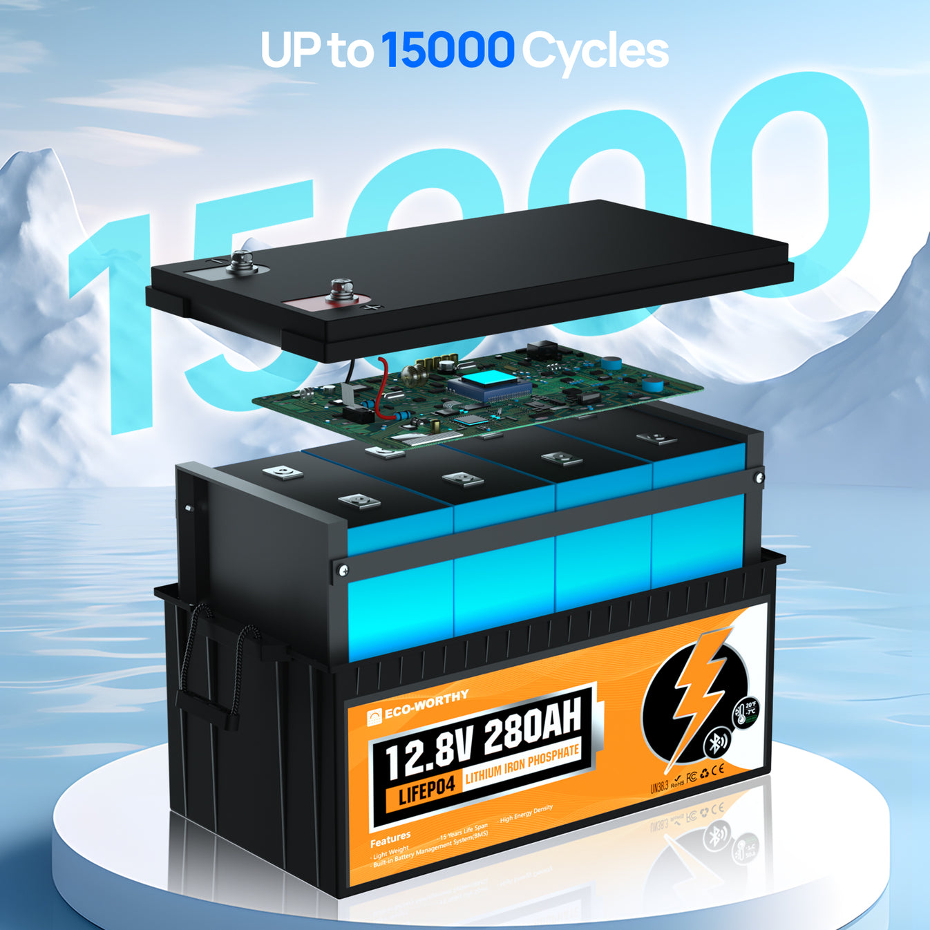 12V 280Ah LiFePO4 Lithium Battery with Bluetooth | ECO-WORTHY