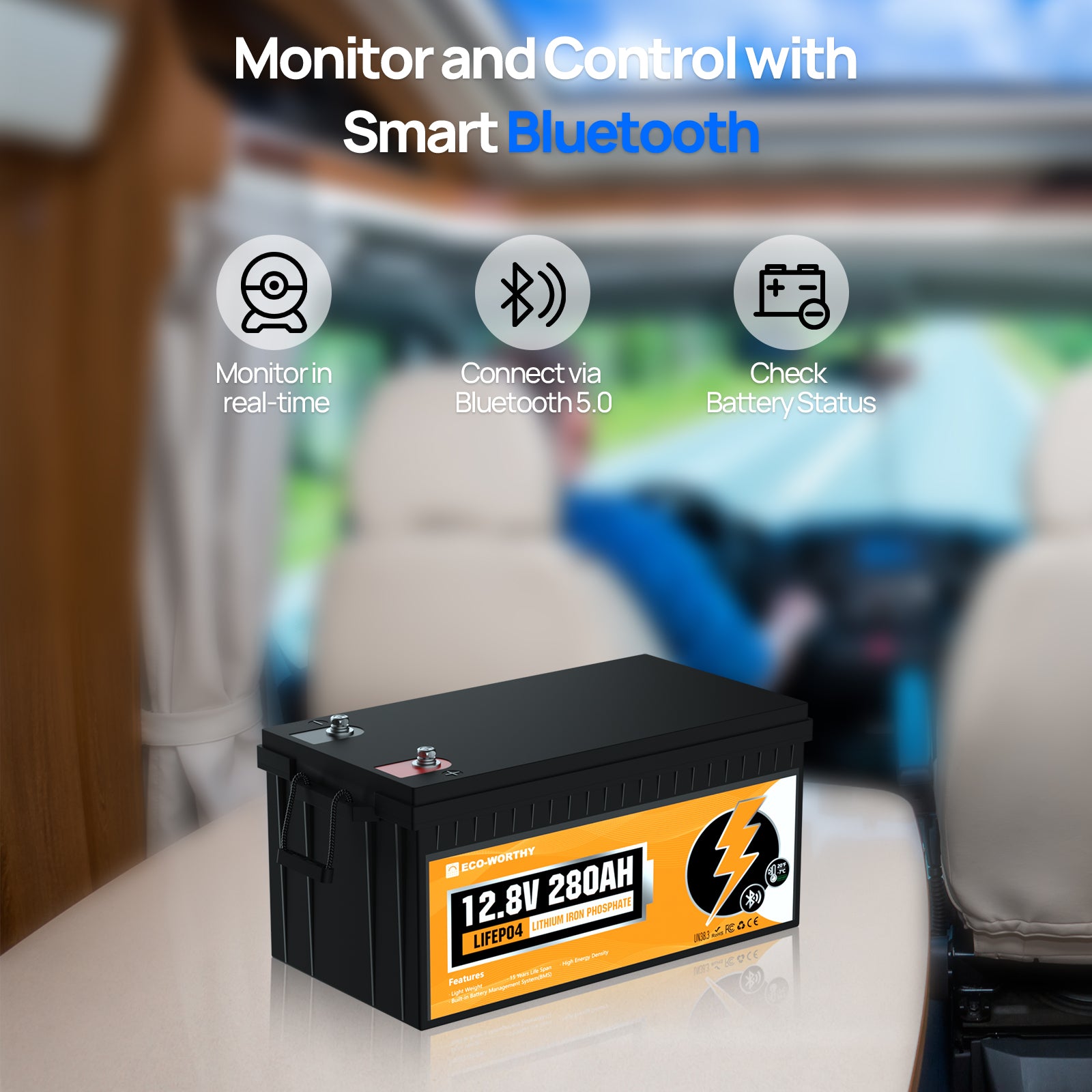 12V 280Ah LiFePO4 Lithium Battery with Bluetooth | ECO-WORTHY