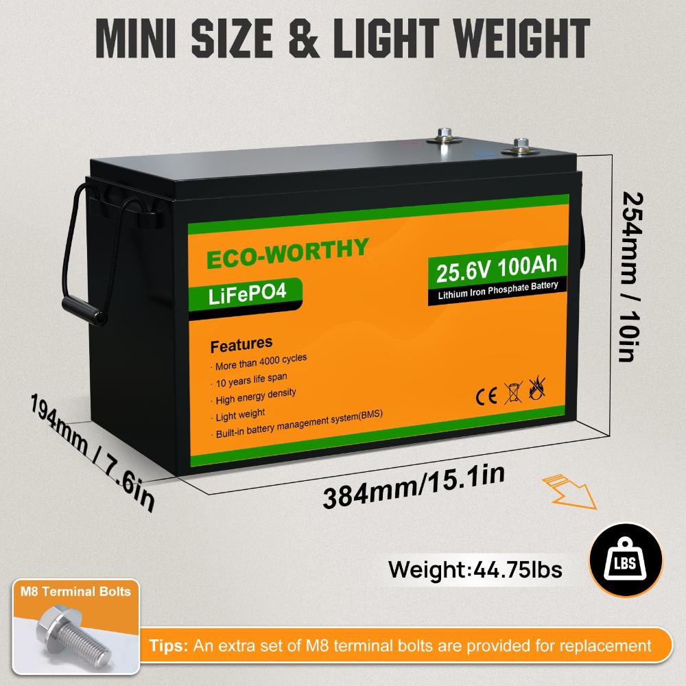 24V 100Ah LiFePO4 Lithium Battery - Perfect for Solar Off Grid System