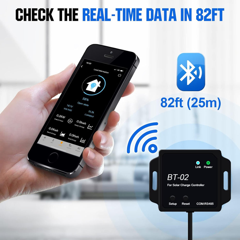 40A MPPT Solar Charge Controller 12V/24V DC Input and Bluetooth Module