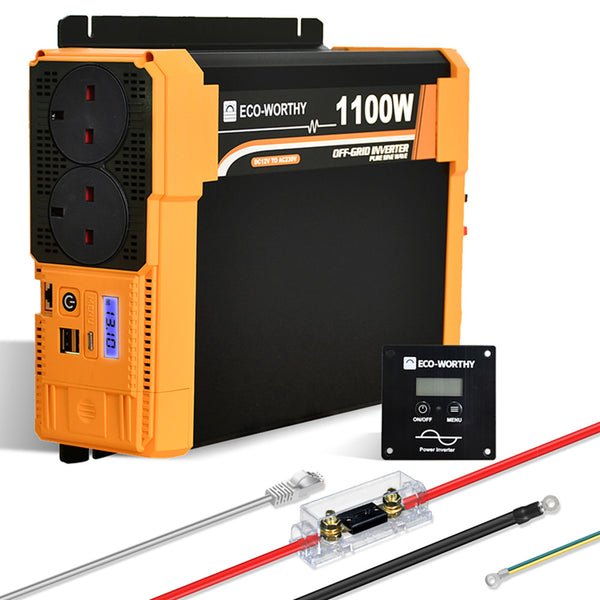 1100W Off Grid Pure Sine Wave Inverter - 12V to 230V